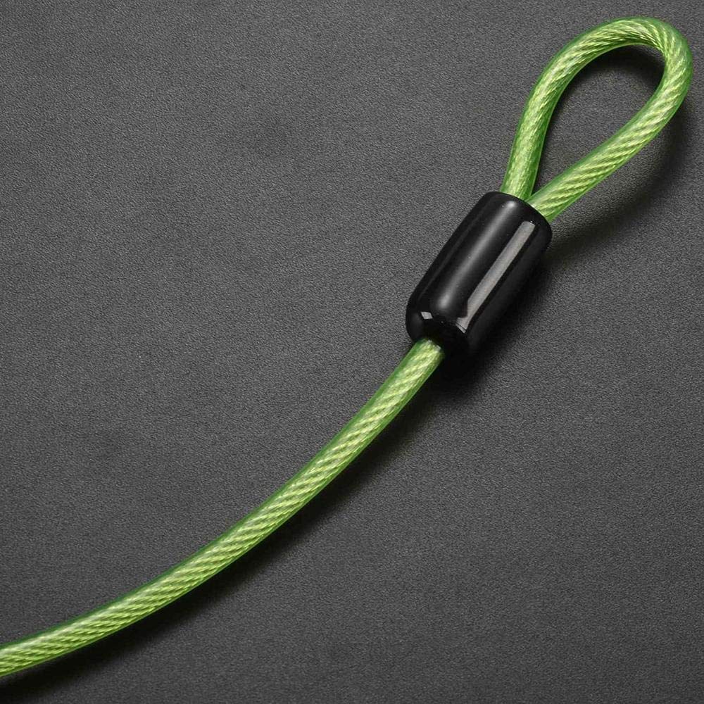 Aeromdale 100cm x 2mm Cycling Sport Security Loop Cable Lock Bicycle Bikes Scooter U-Lock - Green