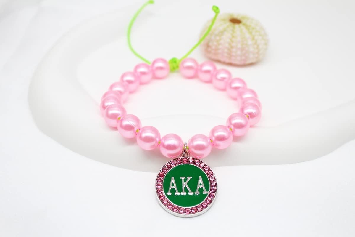 Akash Aka Bracelet For Women Girls Sorority Gift Pearl Bracelets In Pink Gift Box One Size