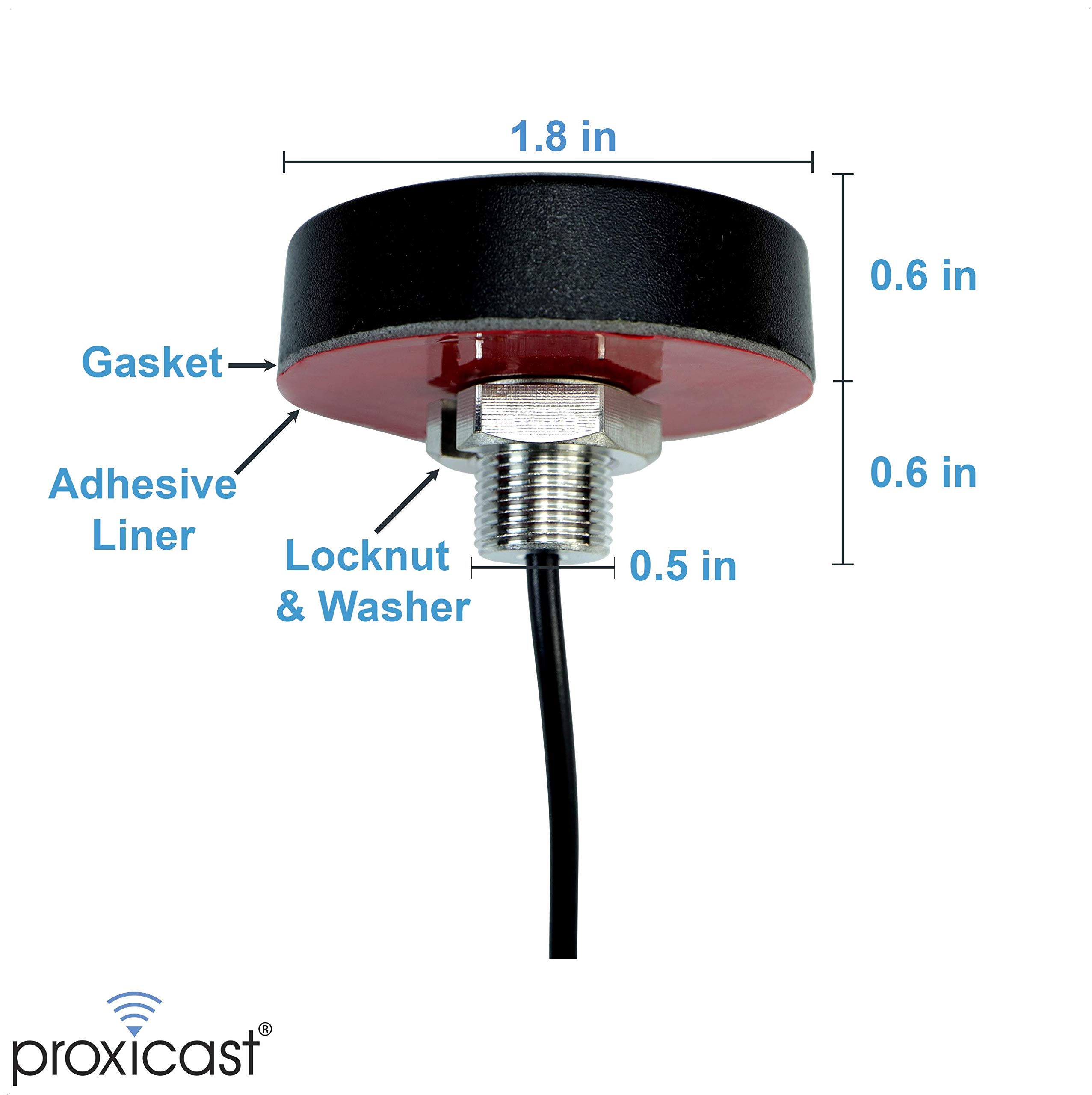 Proxicast Ultra Low-Profile 4G/LTE, 5G Omni-Directional 2 dBi Screw-Mount Antenna for Verizon, AT&T, T-Mobile (ANT-120-003-2PK)