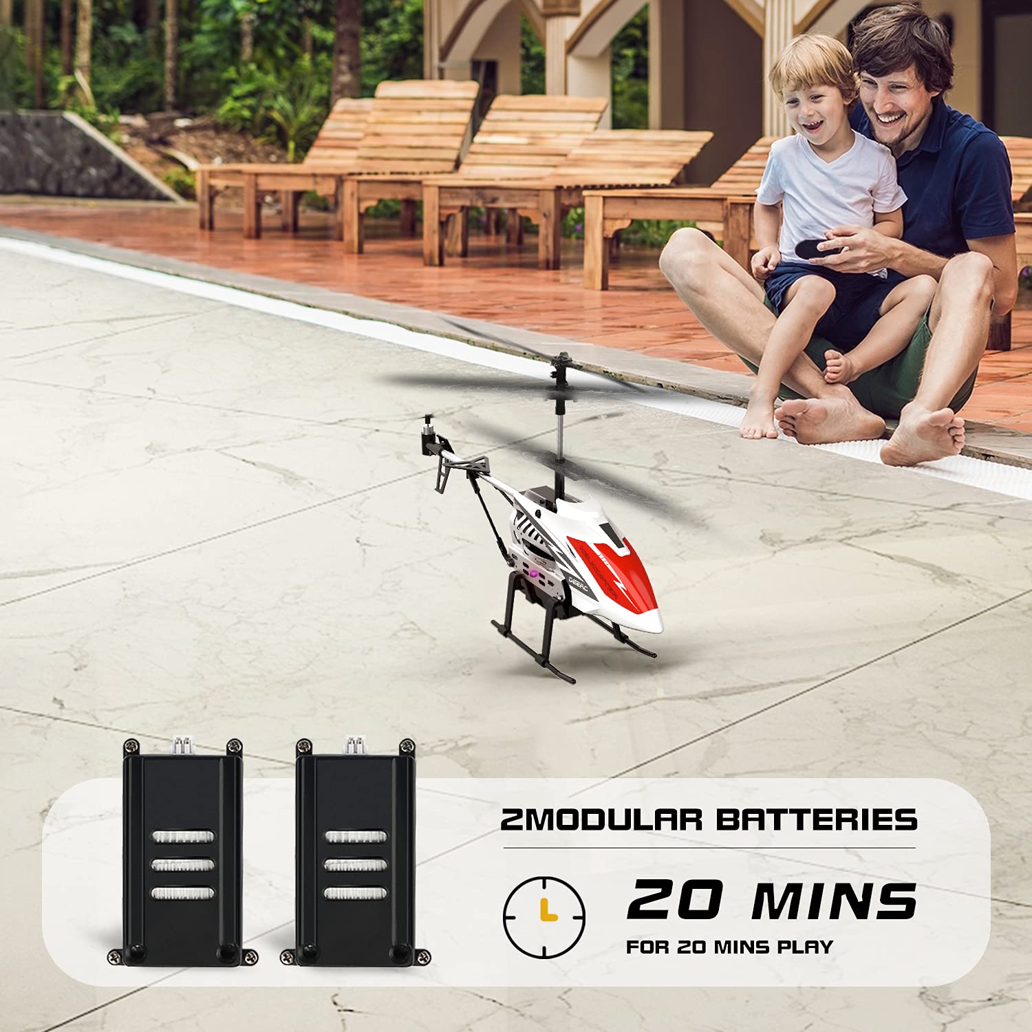 DEERC DE51 Remote Control Helicopter Altitude Hold RC Helicopters with Gyro for Adult Kid Beginner,2.4GHz Aircraft Indoor Flying Toy with 3.5 Channel,High&Low Speed,LED Light,2 Battery for 20 Min Play