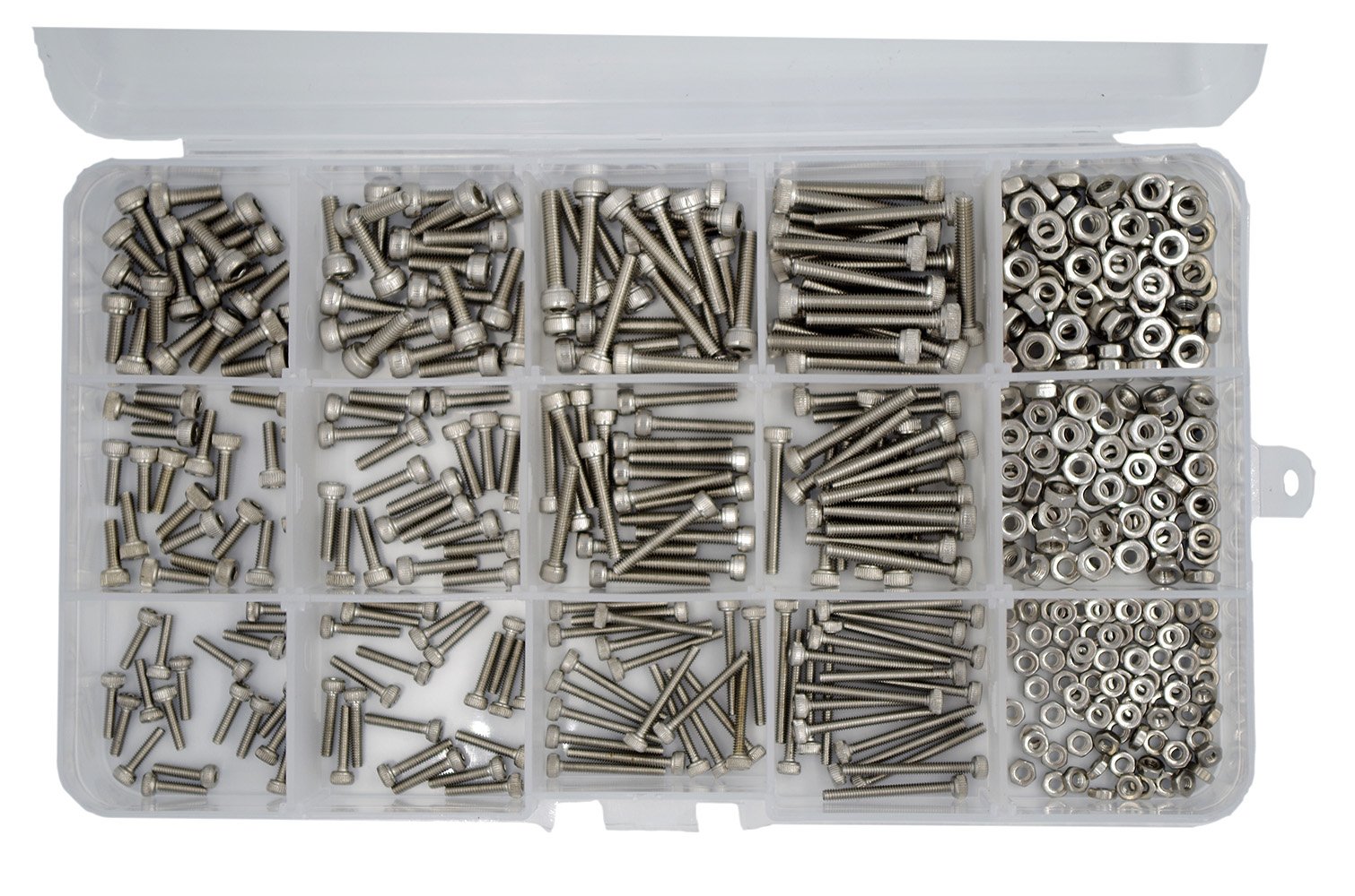 HVAZI 480pcs Metric M2 M2.5 M3 Stainless Steel Hex Socket Head Cap Screws Nuts Assortment Kit