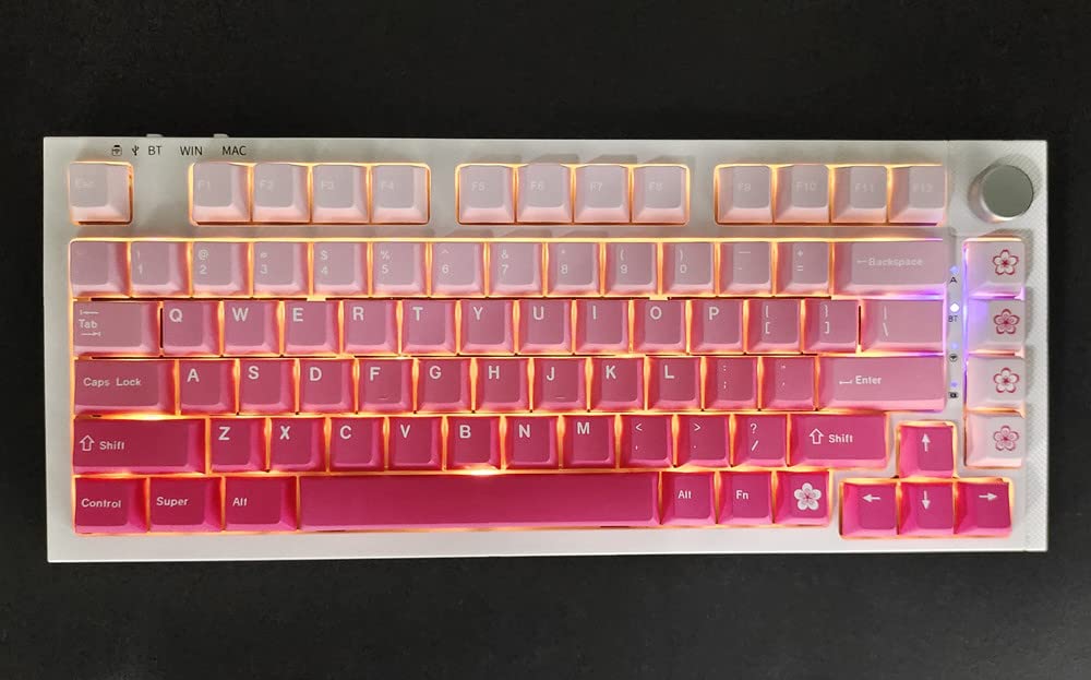 Benemate Peach Blossom Wonderland Upgraded Gradient Keys, 108 Keycap + 30 Keycap Set, Dye-Sublimation PBT Custom Keycaps for DIY Mechanical Gaming Keyboards