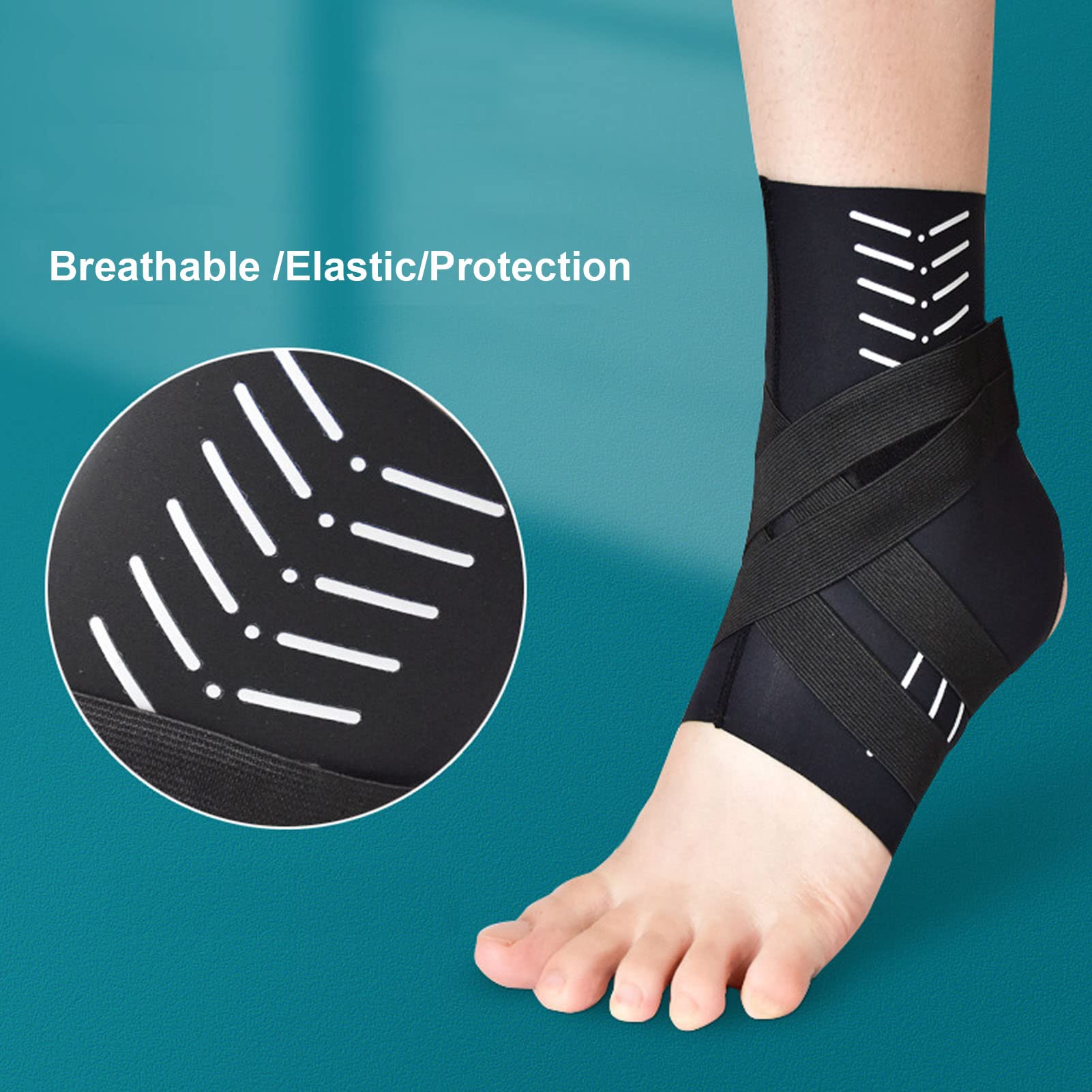 Agatige Ankle Support Brace, Breathable Foot Compression Sleeve Relieve Discomfort Ankle Wrap for Injury Recovery (Black)(M)