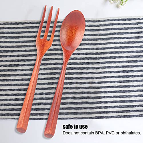 Actaday 2Pcs/Set Heat Resistance Wood Fork and Spoon Durable Kitchen Kitchenware for Home Restaurant OfficePhoebe Wood