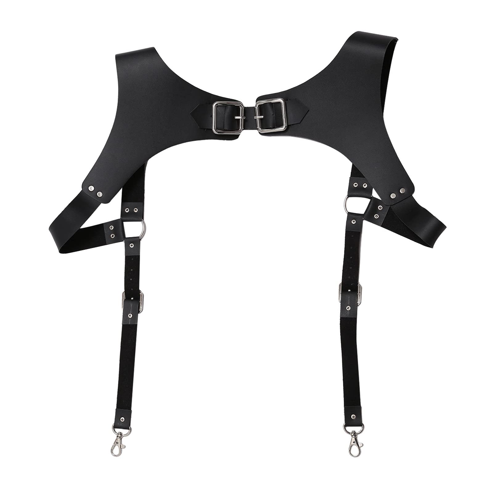 Aislor Braided Leather H-back Suspenders in Vintage Style Medieval Renaissance With No-slip Clips Brown 1Pc
