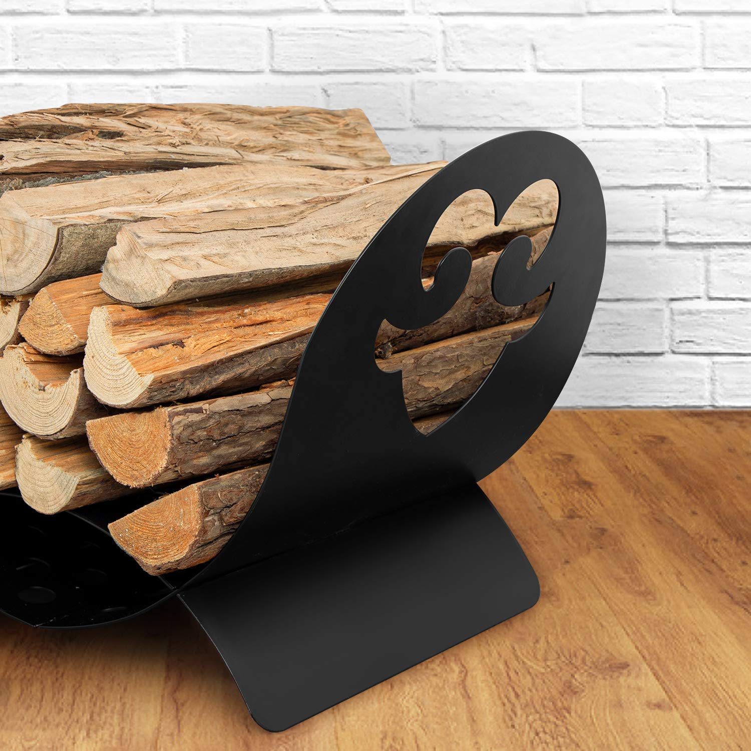 Amagabeli Firewood Rack Indoor Carrier Metal Fireplace Log Holder Bundle Fireplace Bellows 17"x 7.5"