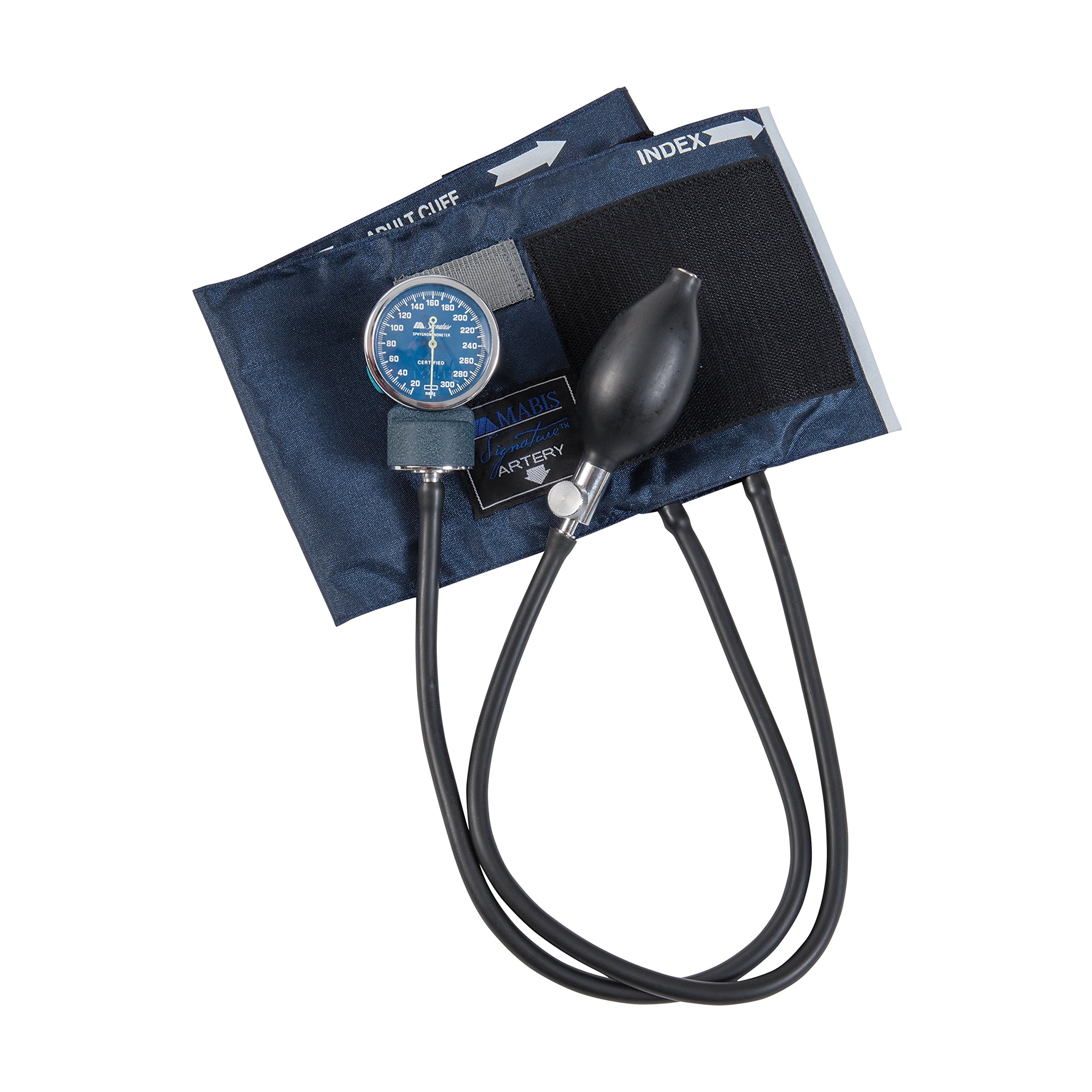 MABIS Aneroid Sphygmomanometer Blood Pressure Gauge Large Adult Cuff for Home Use, Blue