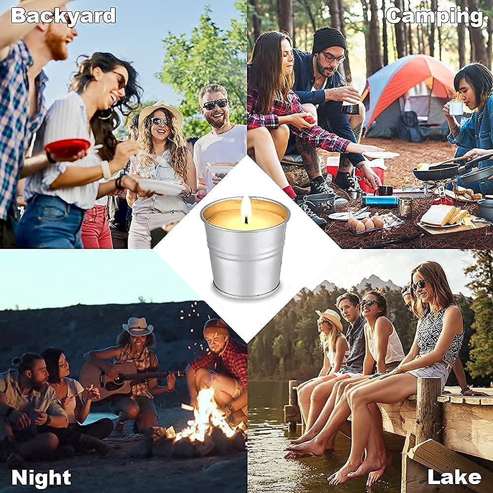 Citronella Candles Outdoor Indoor, 12 Pack Scented Candles Set Bulk Made with Natural Soy Wax Bucket and Essential Oils for Garden Patio Yard Home Balcony