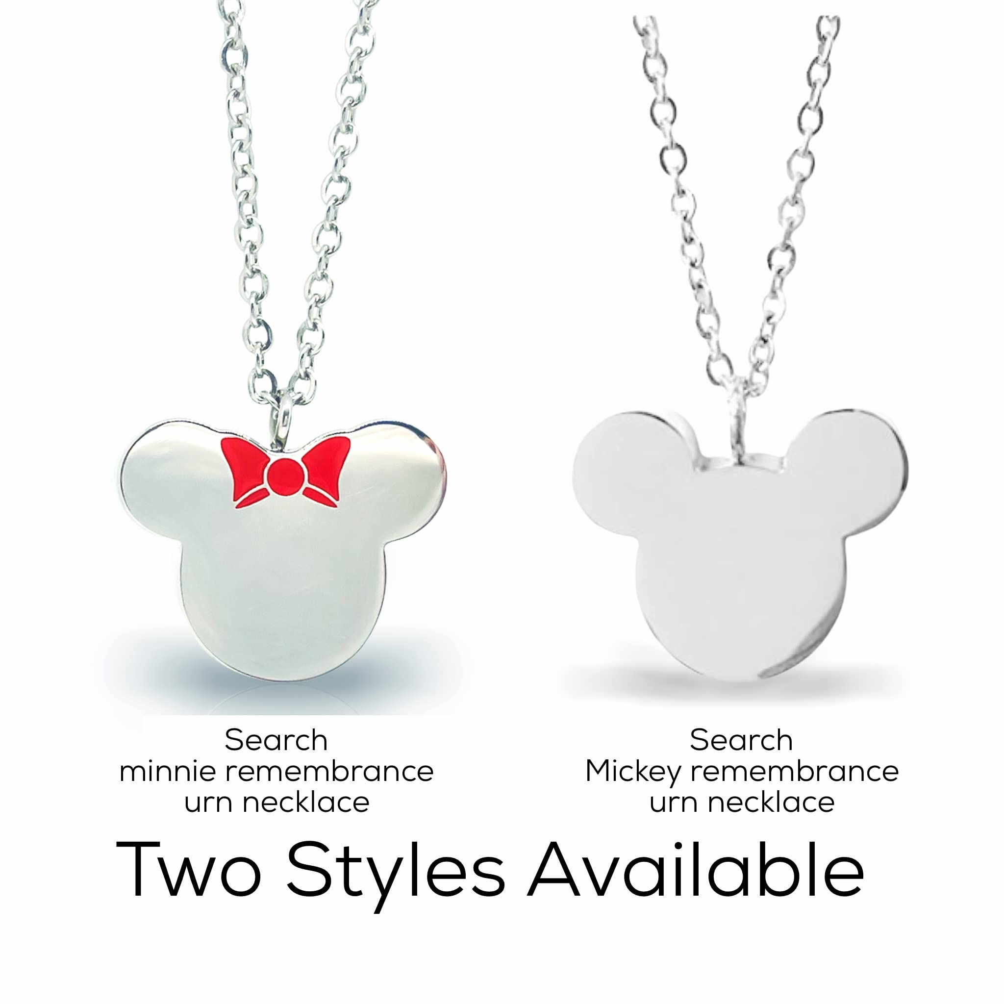 FIKA Mickey Pendant Necklace Cremation Ashes Remembrance Urn Pendant Necklace Jewelry Filling Kit Included (Mickey)