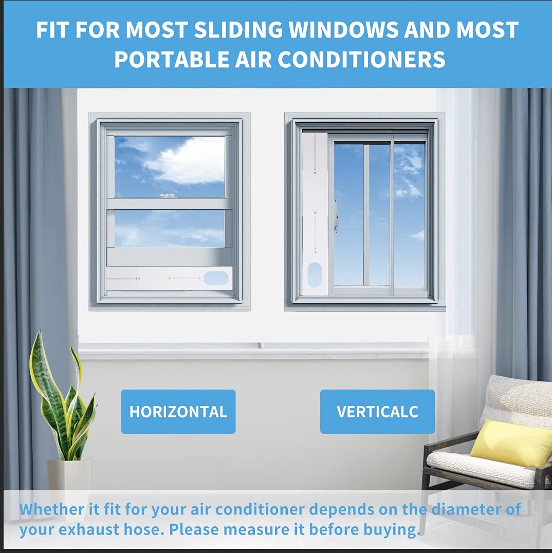 DELAM Portable Air Conditioner Window Kit with Coupler Adjustable Window Seal for AC Unit, Sliding AC Vent Kit for Exhaust Hose (5.1 Inch)