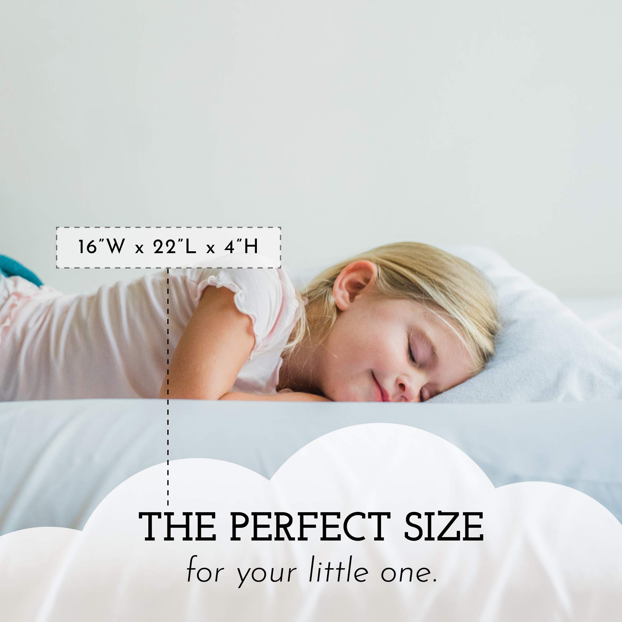 Youth Pillow - 16 X 22 - Soft & Hypoallergenic - Better Sleep for Kids - Toddler Bed Pillow - Perfect Size - Backed by Our Love The Fluff Guarantee (1 Pack)
