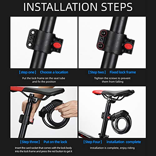 Aokid -Theft 1.2m Hill Bike Line Five-Digit Code Lock Password Black