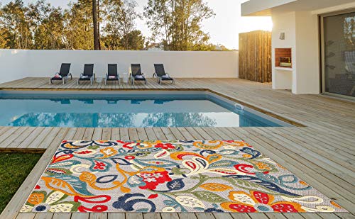 NEW HOME Speak Mid-Century Floral Indoor/Outdoor Area Rug - Multi 6'7" x 9'