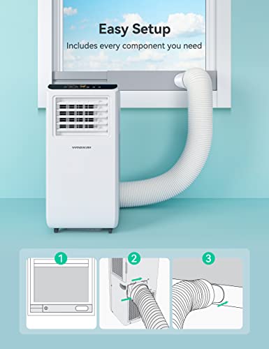 VAGKRI Portable Air Conditioners 8000 BTU 3-in-1 AC Unit with Fan & Dehumidifier, Cools up to 150 sq. ft. with Side Handles & Casters, LED Display Full-Function, Remote Control