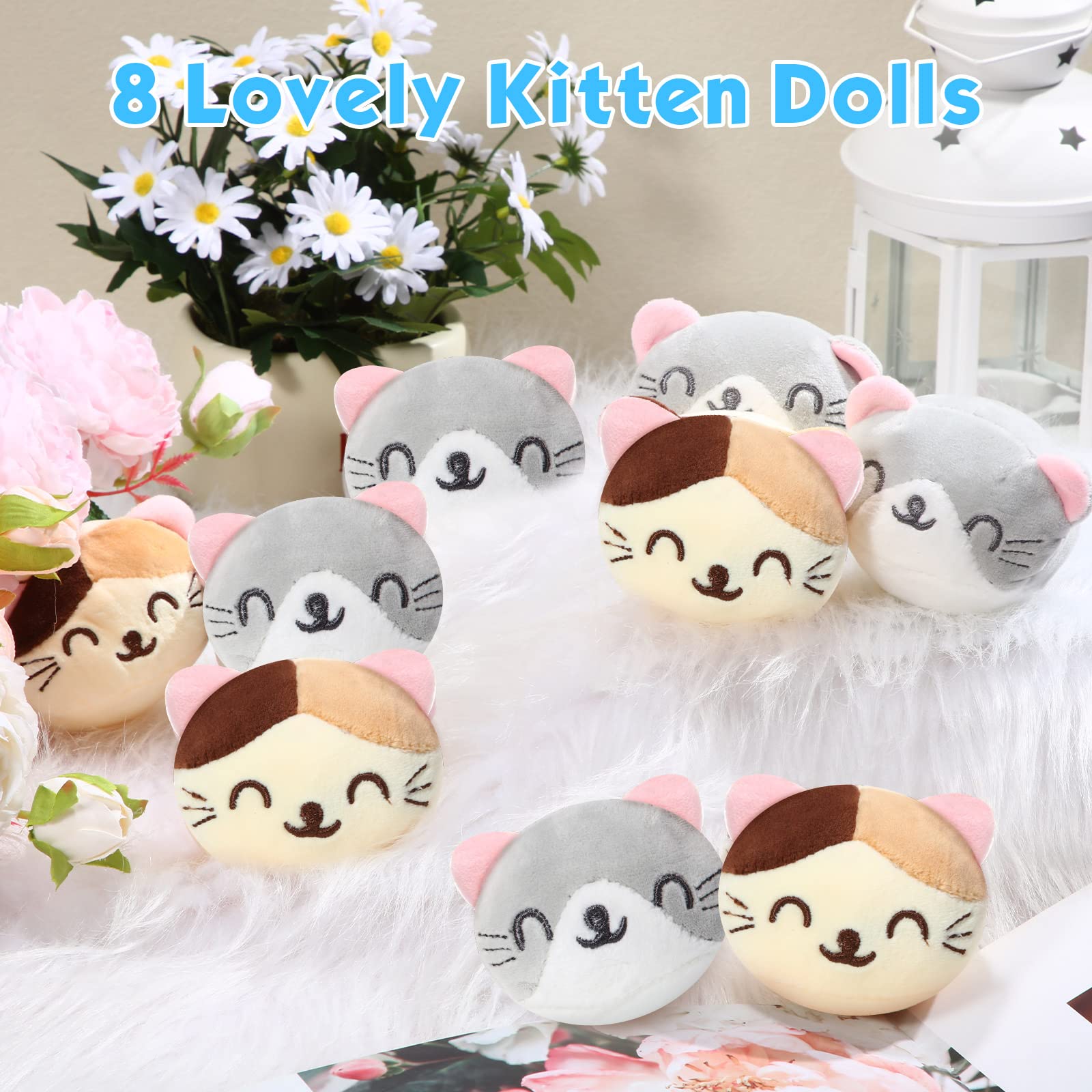 Civaner Cat Plush Pillow Gift Throw Pillow Removable with 8 Little Cat Dolls Removable Stuffed Toys Cotton Cute Kitten Stuffed for Girls Valentine(Kitten)