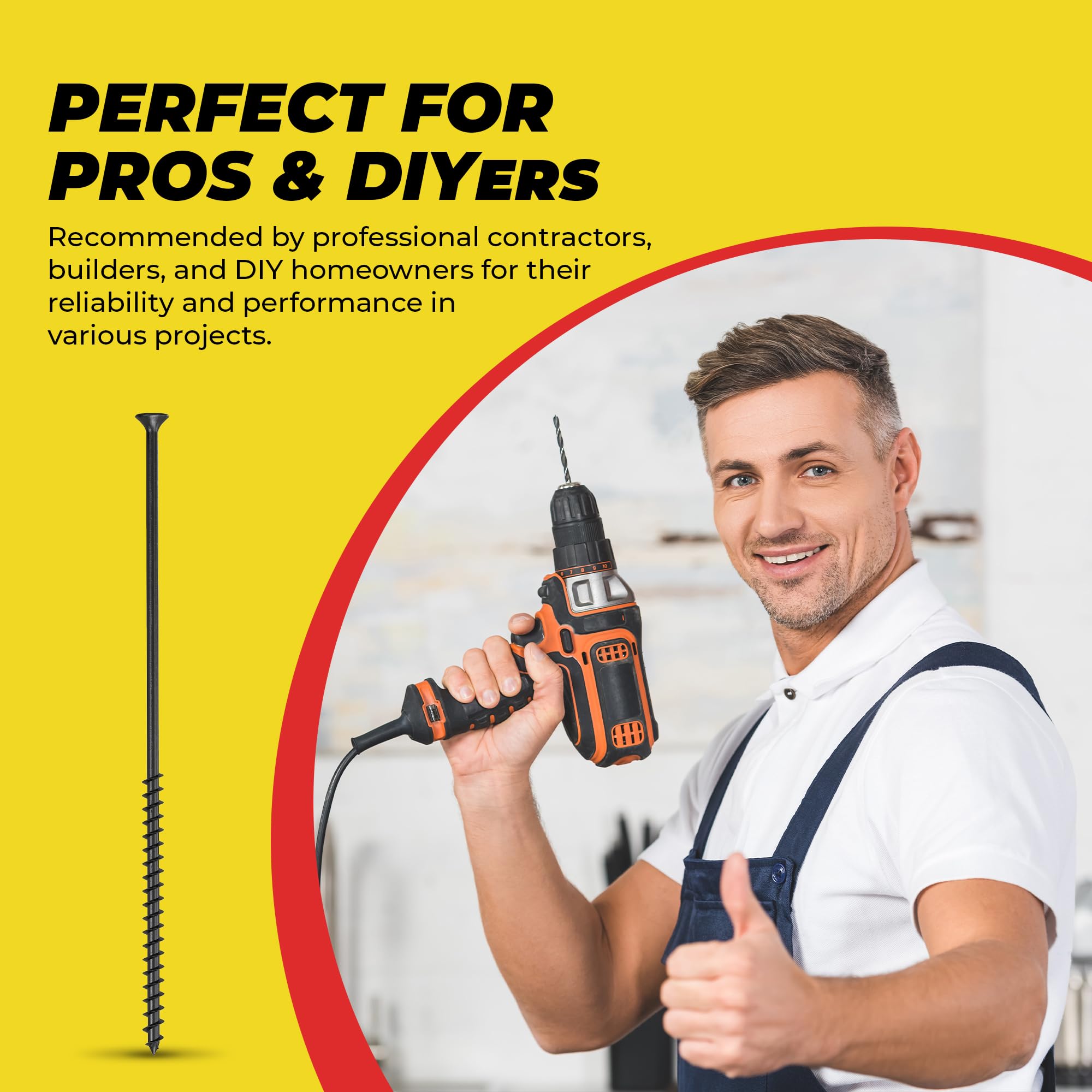 Qualihome #10 Coarse Thread Sharp Point Drywall Screw with Phillips Drive #2 Bugle Head, 1 Lb/Pound, Black, Ideal Screw for Drywall Sheetrock, Wood and More (6 Inch)
