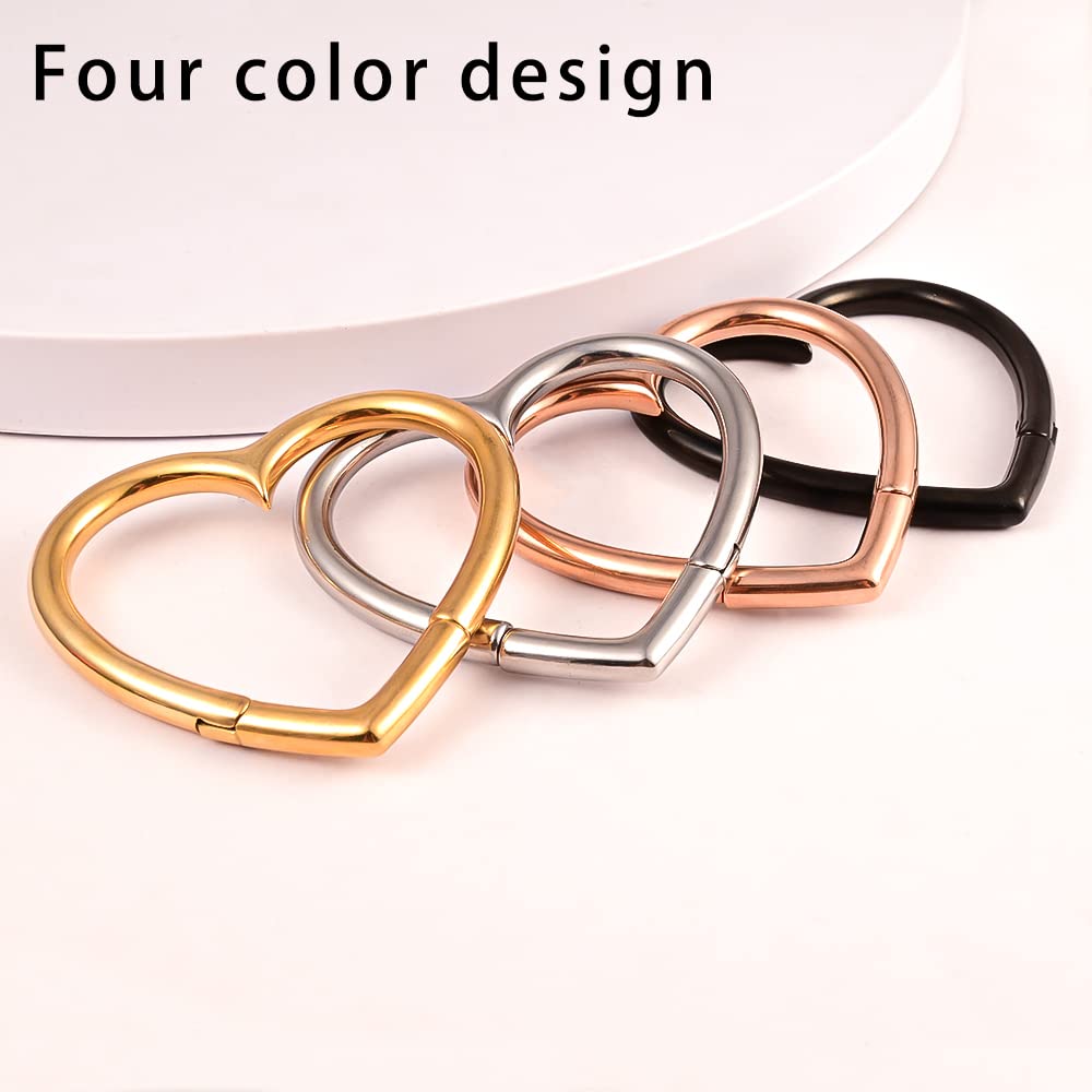 Atomhole 2PCS Ear Weights Hypoallergenic Heart Ear Hangers for Stretched Ear Gauges Plugs,316 Stainless Steel Body Jewelry Piercing Tunnel Expander (6mm(2G), Black)