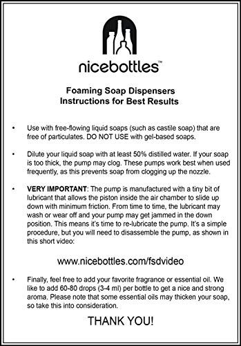 nicebottles - Mini Foaming Dispensers for Castile Liquid Soap, 50ml (1.7 oz) - Pack of 12