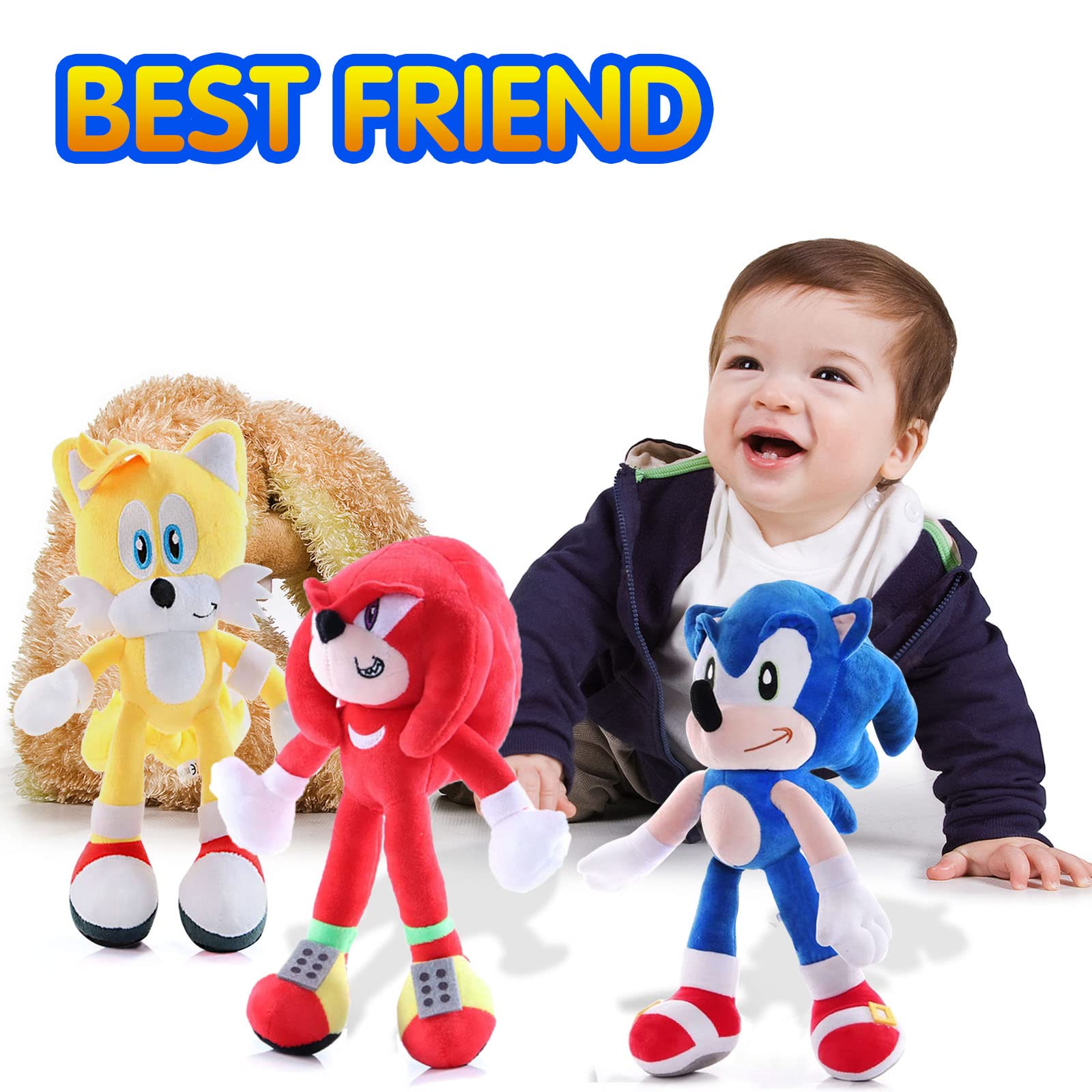 Ayaksmi Sonic Plush, 11'' Tall 2 Toys Figures Cotton Soft Stuffed Game Doll for Kids Boys Girls Gift B+r+y