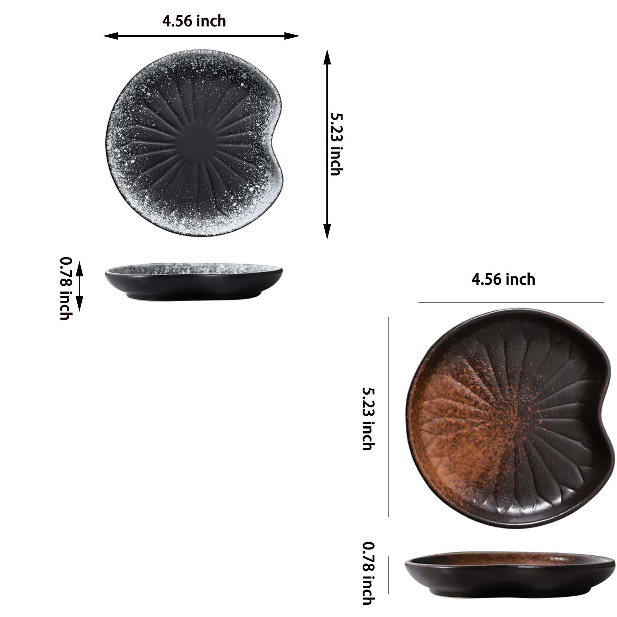 NJLJOM 2 Pack Ceramic Spoon Rest For Stove Top, Heat-Resistant Utensil Rest for Kitchen Counter, Coffee Spoon Rest, Dessert Plates,Small Serving Plates, Kitchen Accessories (Deep Color)