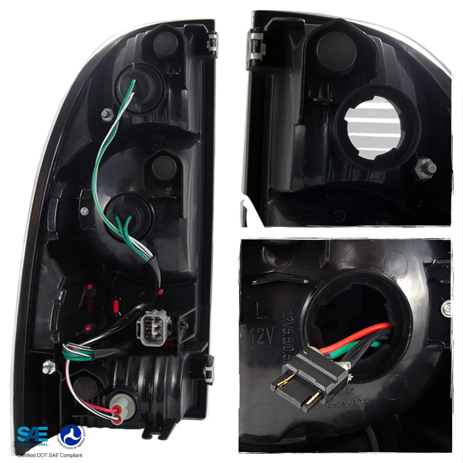 AKKON - For 2005-2015 Toyota Tacoma Factory Style Black LED Pair Tail Lights Brake Lamps Replacement