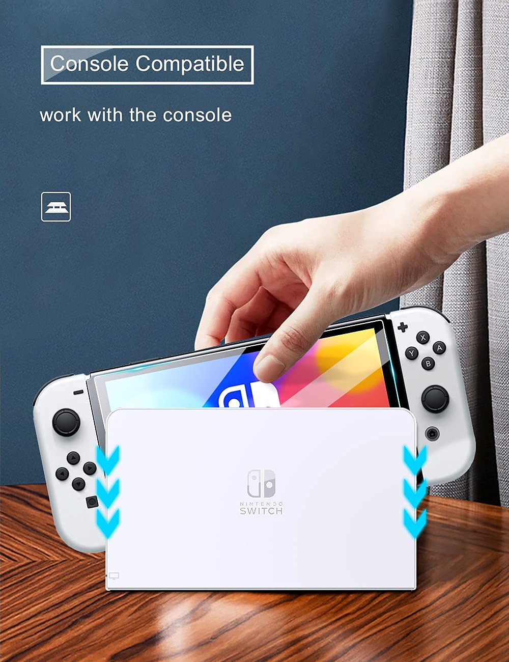 AKNES (3-Pack Tempered Glass Screen Protector Compatible with Switch OLED Model 2021, Transparent HD Clear Anti-Scratch Bubble Free Accessories Protector for OLED Switch