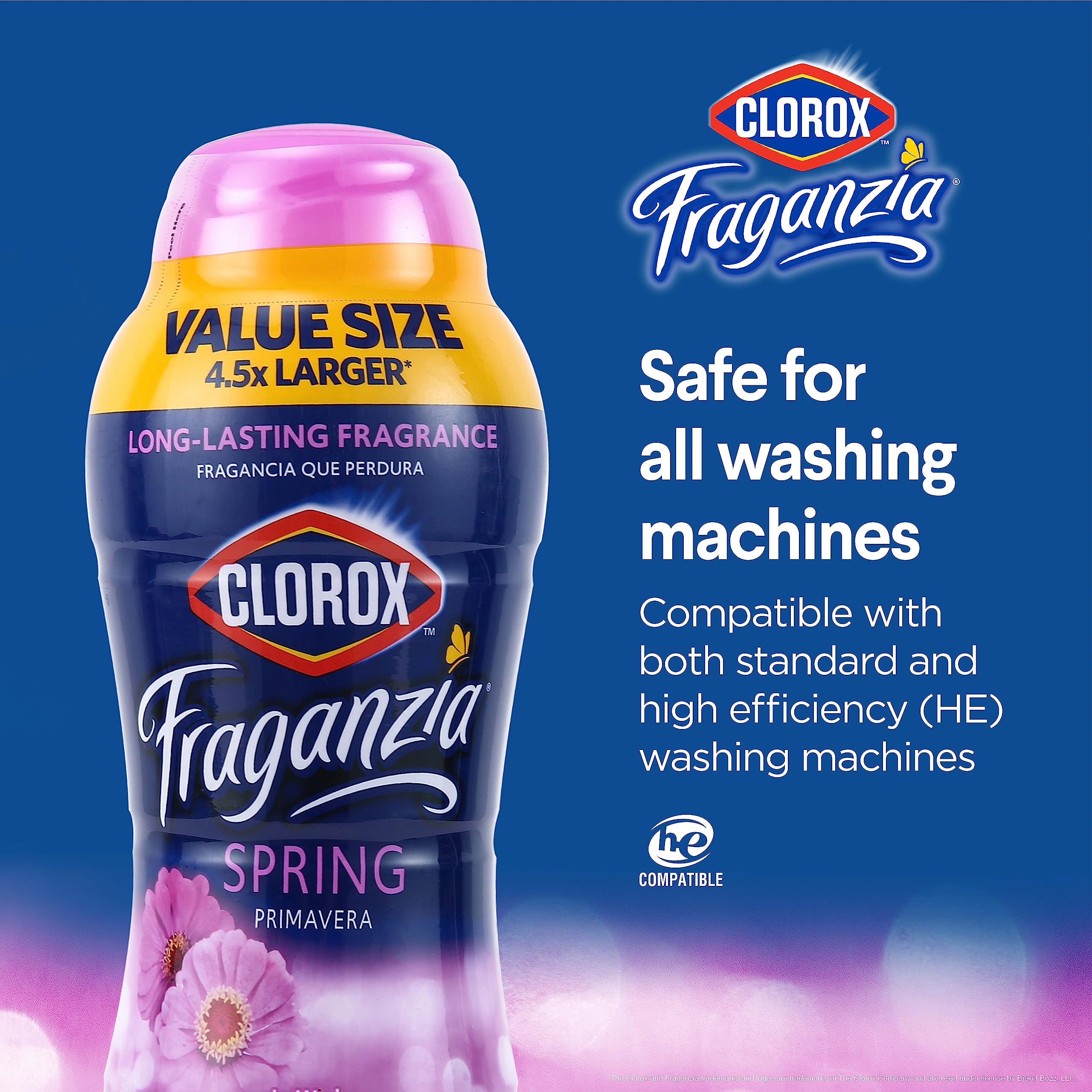 Clorox Fraganzia Laundry Scent Booster Crystals in Spring Scent - Easy to Use In-Wash Freshener Beads in Value Size 4.5x Larger for Long Lasting Fragrance, 70 Ounce - 6 Pack