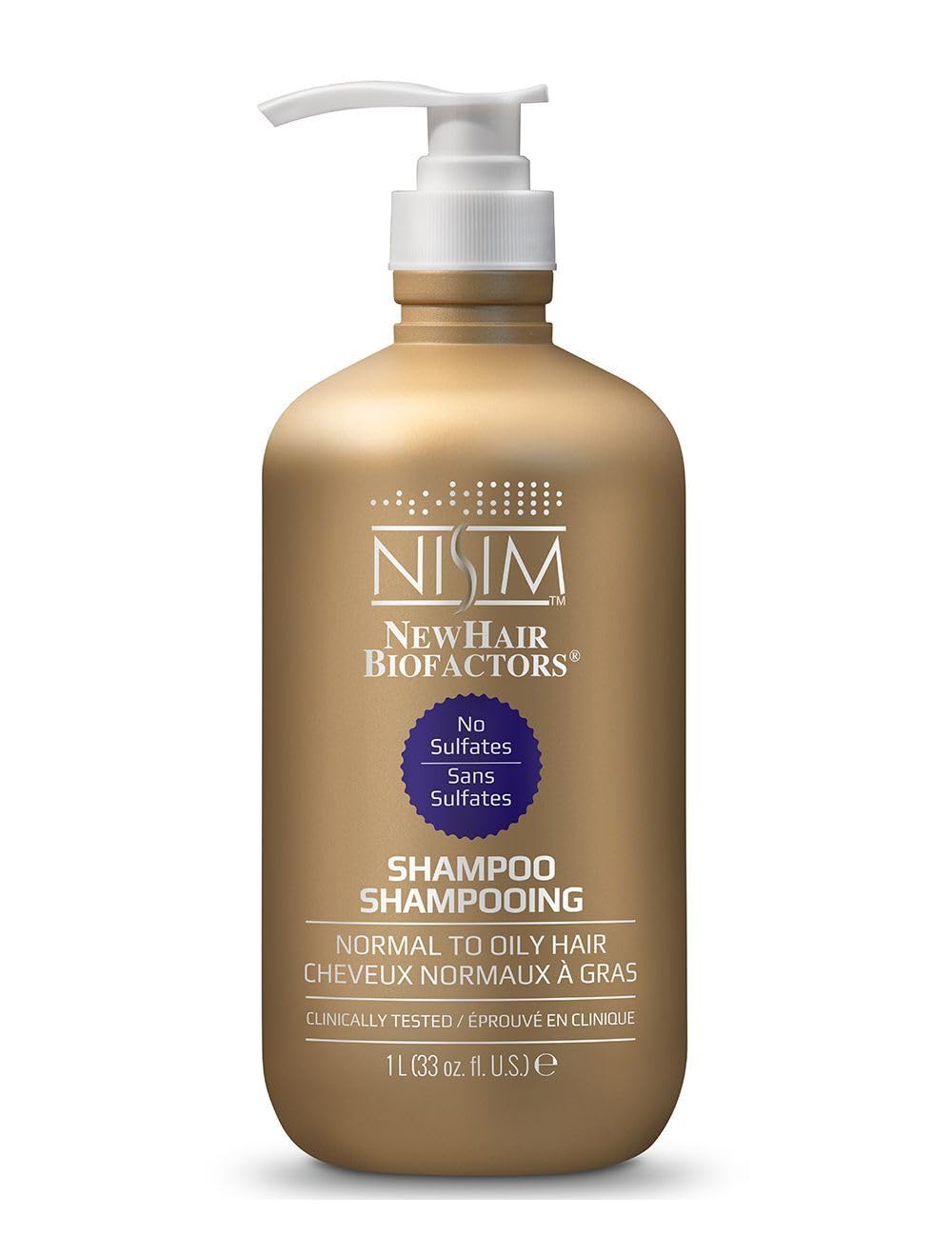 NISIM NewHair BioFactors Shampoo for Normal To Oily Hair - Deep Cleaning Shampoo That Controls Excessive Hair Loss (33 Ounce / 1000 Milliliter)