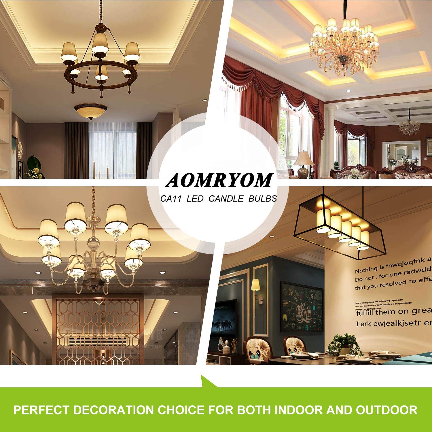 AOMRYOM 2W Candelabra LED Filament Bulb 25W Equivalent 3000K Warm White, E12 Base LED Chandelier Bulbs, Antique Style CA11 Clear Glass Candle Light Bulbs, Non-Dimmable, Pack of 8