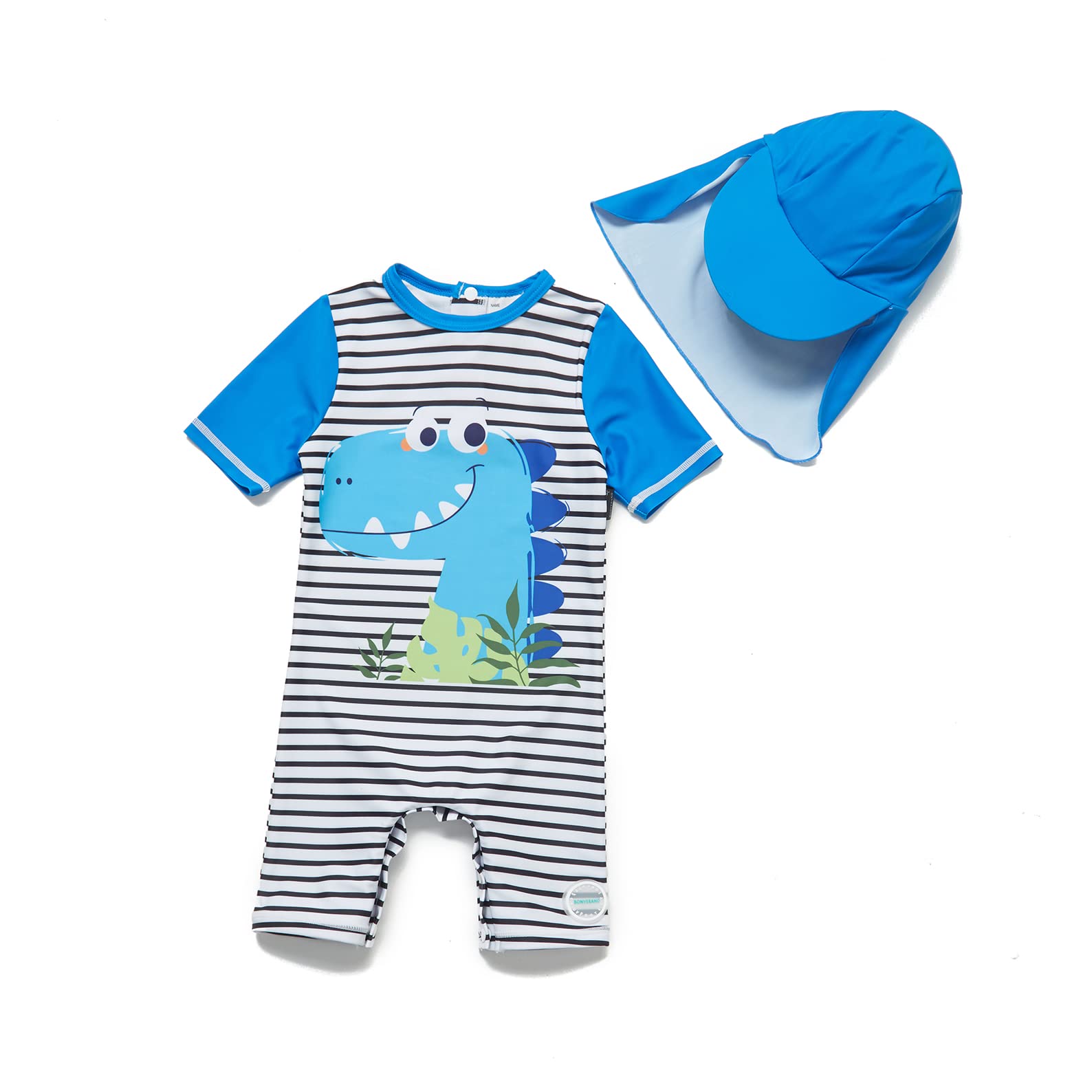 Baby Boys 3/4 Sleeves Sunsuit UPF 50+ Swimwear Sun Protection One Piece Bathing Suit (9-12 Months Turtle)