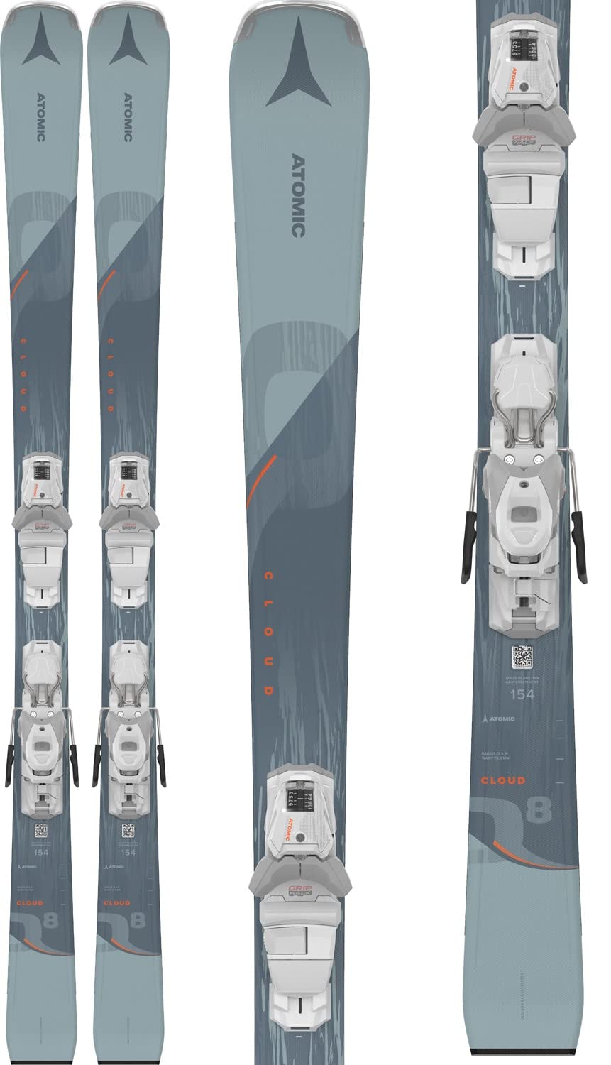 Atomic Cloud Q8 Skis w/M 10 GW Bindings Womens Sz 154cm Kahki/Grey