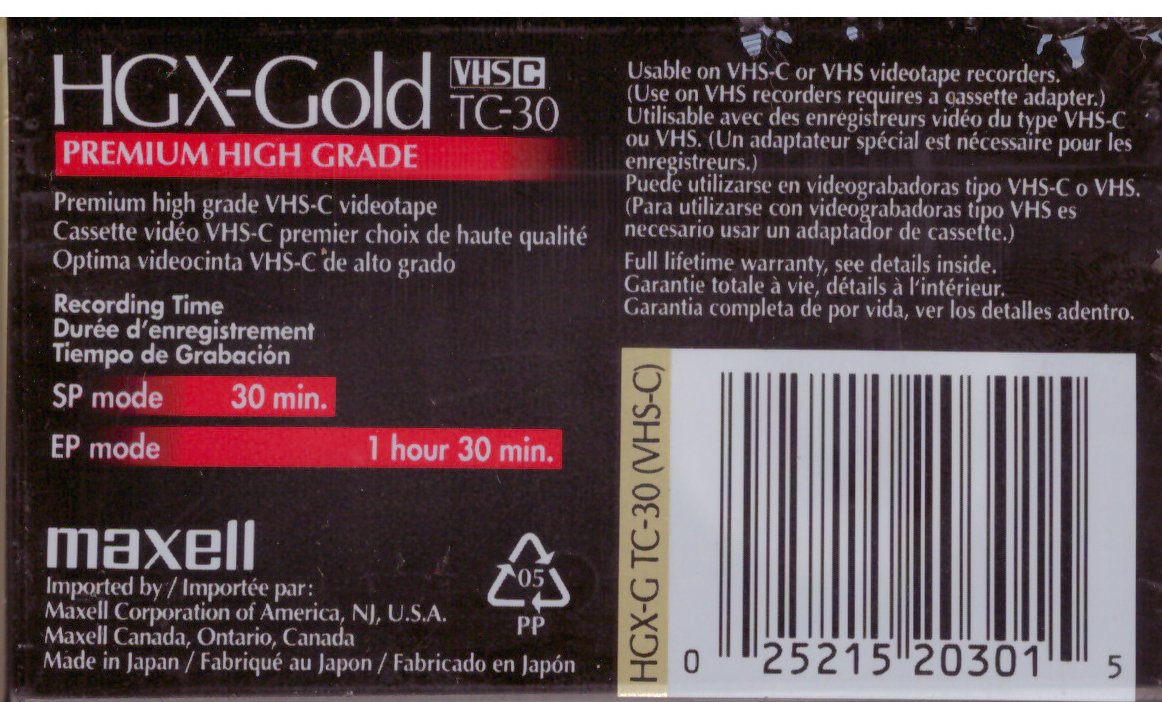 High Grade VHS-C Videotape Cassette Set of 2