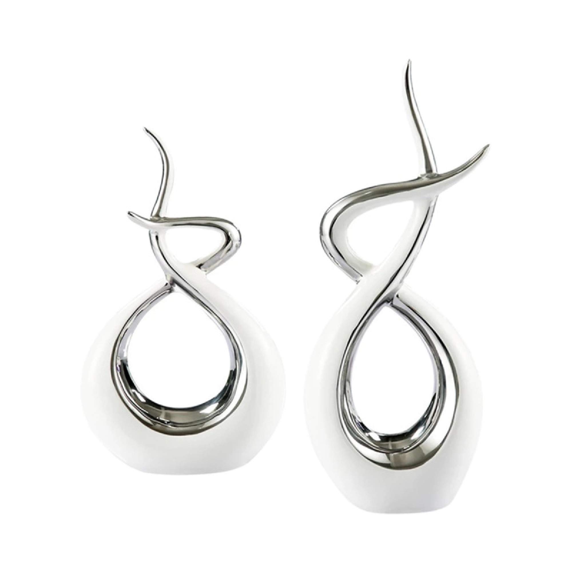 Generic Modern Minimalist Art Crafts, Ceramic Electroplating Home TV Cabinet Decorations, Wine Cabinet Abstract Craft Decorations (2 pcs), White