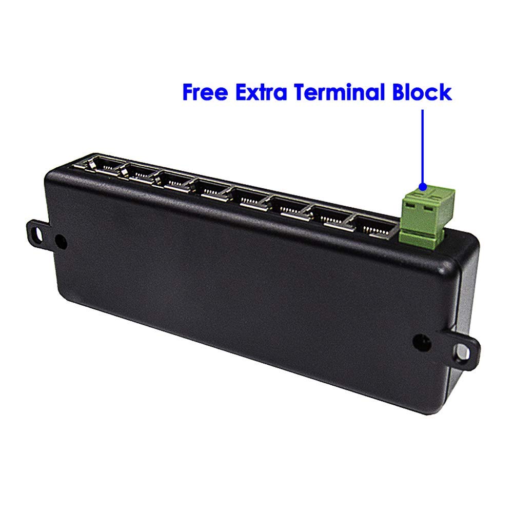 iCreatin 8 Multi Port PoE+ Injector Midspan for 8 Devices, Add Power Over Ethernet to Any Switch. Use with External Power Supply for Passive or 802.3af/at Devices.