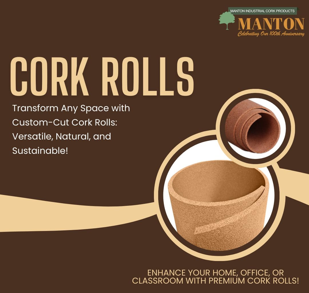 Manton Cork Roll - 4' x 8' x 1/4" - 100% Natural Premium Facing Grade Material