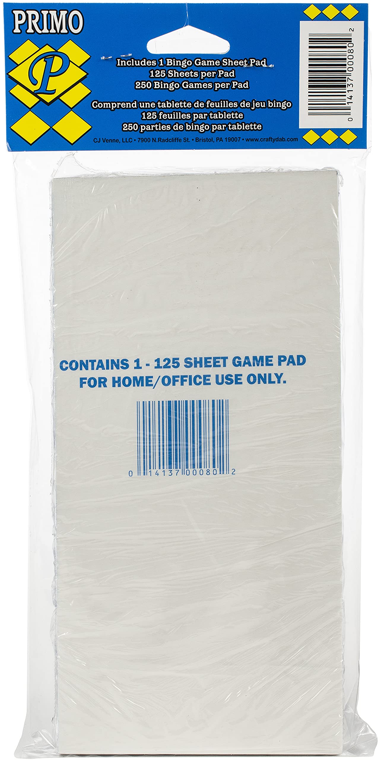 Clarence J. Venne, LLC Primo Bingo Paper 2-Game Sheets