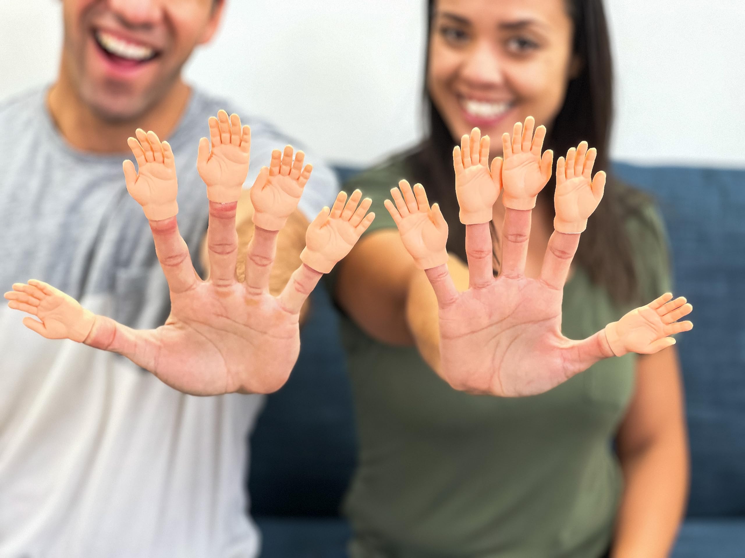 Finger Hands - 10 Pack – Premium Rubber Little Tiny Finger Hands – Fun and Realistic Design – Ideal for Puppet Show, Gag Present, Fun for All Kids!