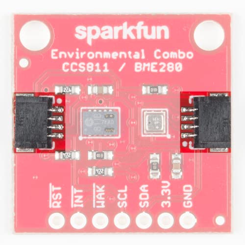 SparkFun Environmental Combo Breakout -CCS811/BME280 (Qwiic) -Provides Barometric Pressure Humidity Temperature TVOCs Equivalent CO2 (eCO2) Levels via I2C Operates 3.3V No Solder Polarized Connectors