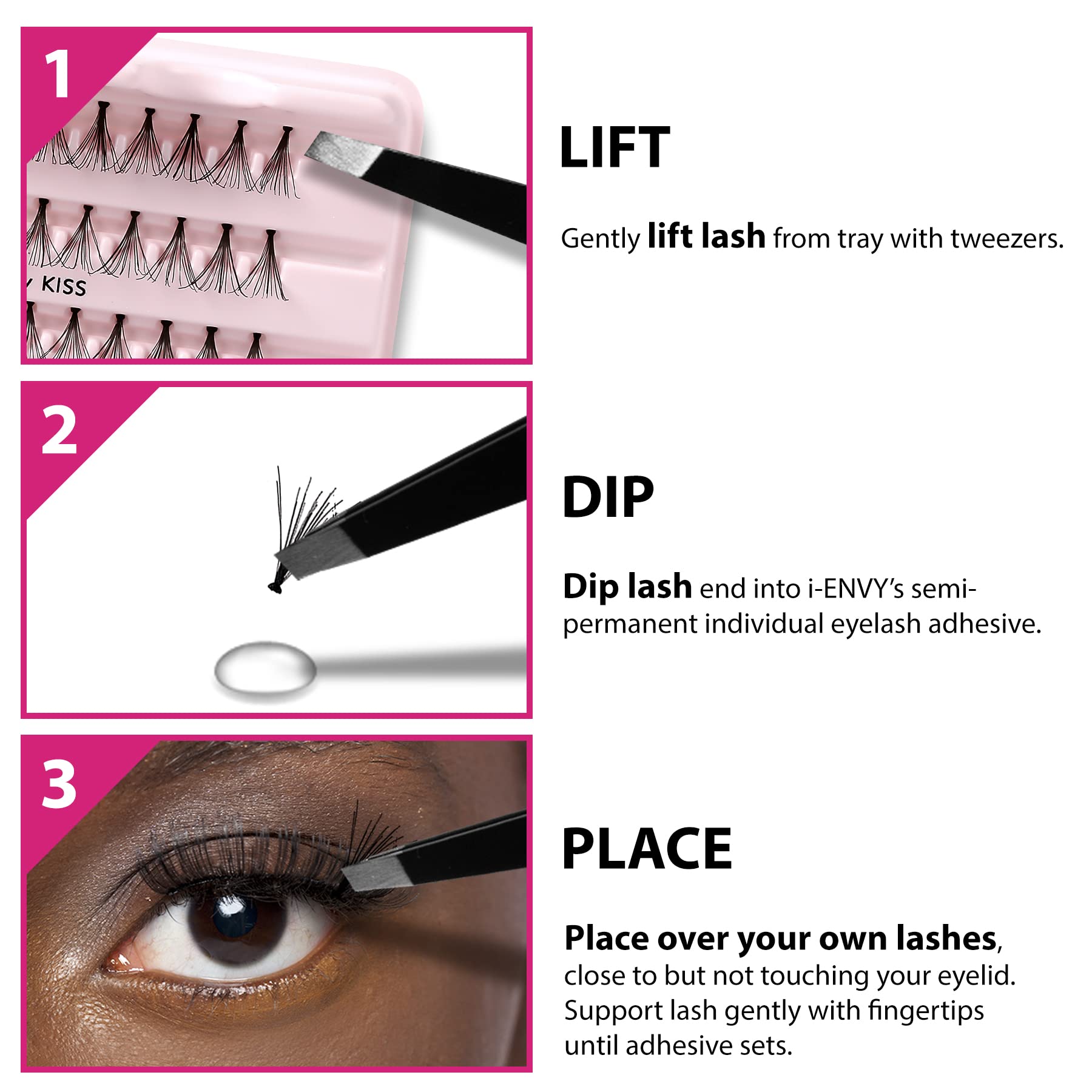 iENVY Individual Cluster Lash Glue, Strong Hold Individual Lash Adhesive, Waterproof Long-Lasting Individual Lash Glue, Clear (2 Pack)