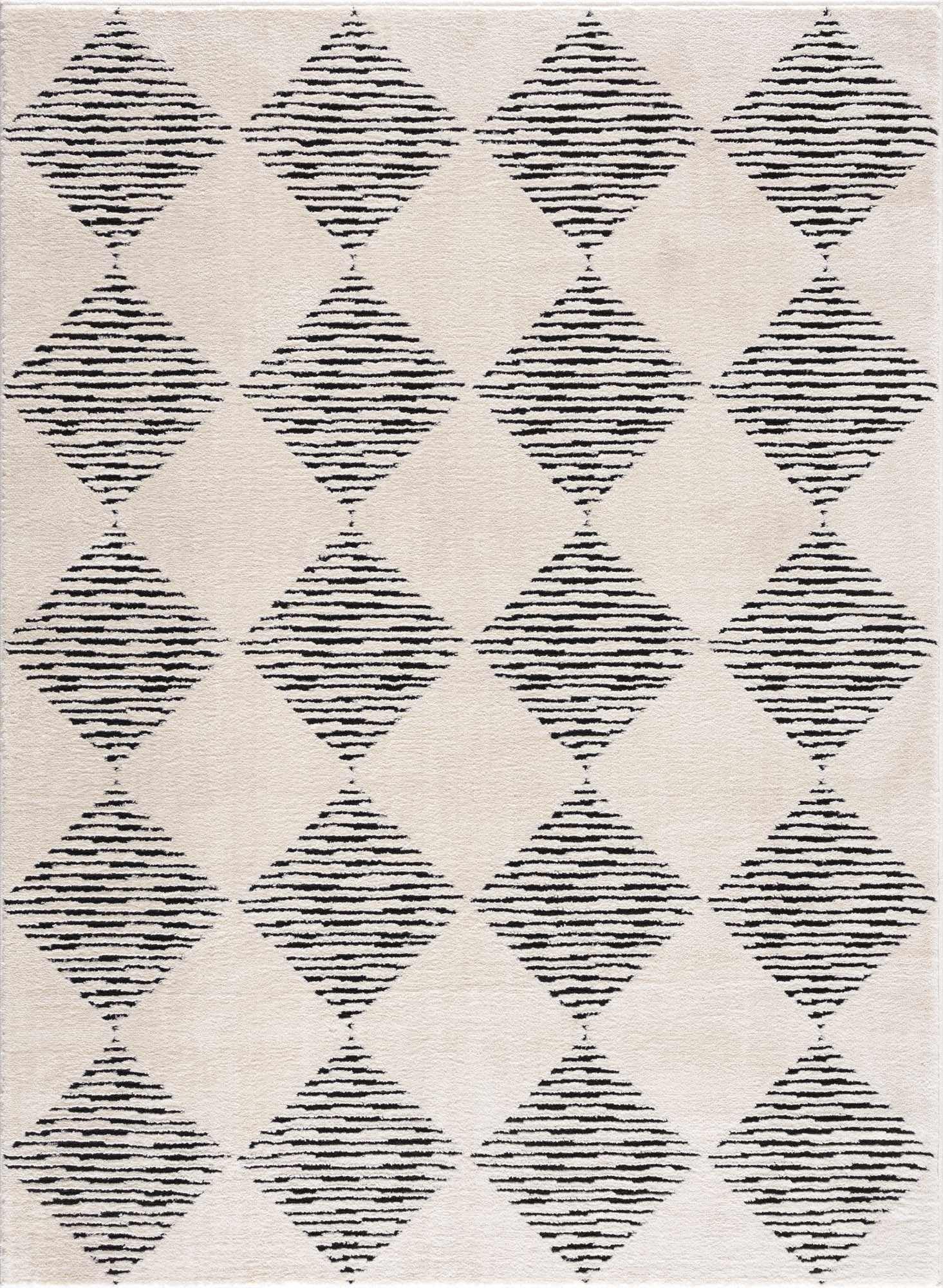 BoutiqueRugs Fauci Farmhouse Area Rug - Cream, Black White - 6'7" x 9'