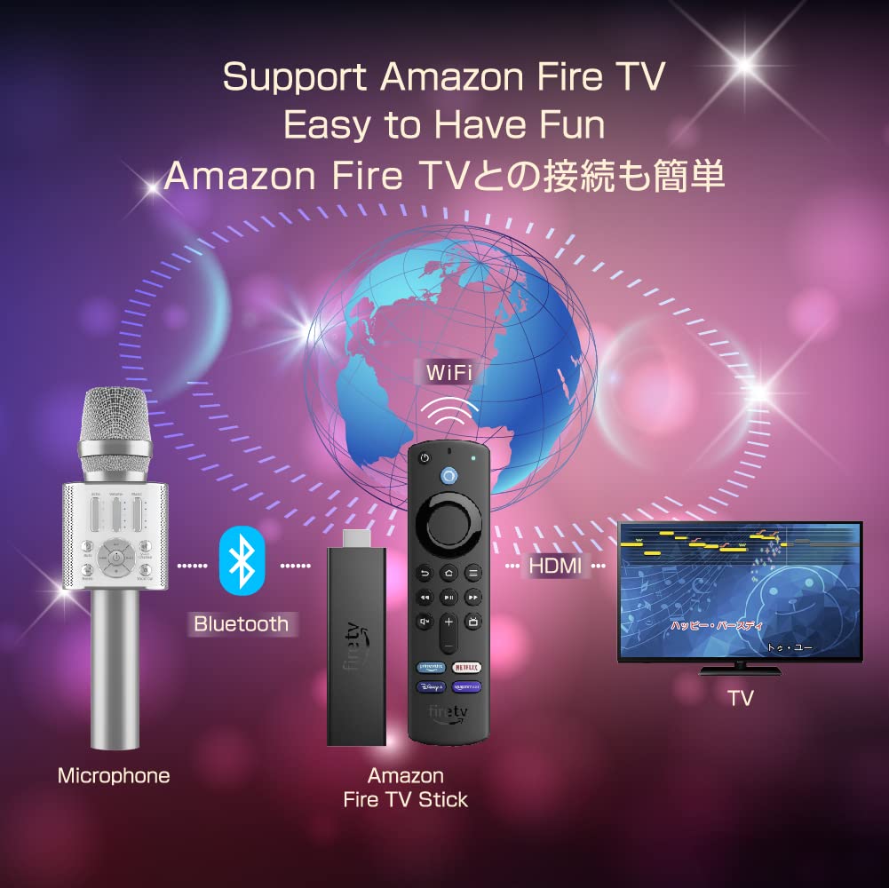 Gigastone] Bluetooth V5.0 Karaoke Microphone Wireless Portable Handheld, Speaker 10W, Voice Change, USB Driver & 3.5mm Jack, Home Party for iOS Android PC All Smartphone