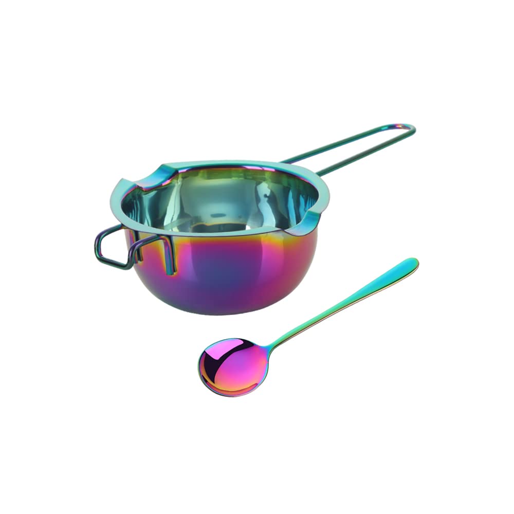 Buyer Star Stainless Steel Melting Pot, 400ml Boiler Pot for Melting Chocolate, Butter, Cheese, Caramel and Soap Making (Rainbow no.0)