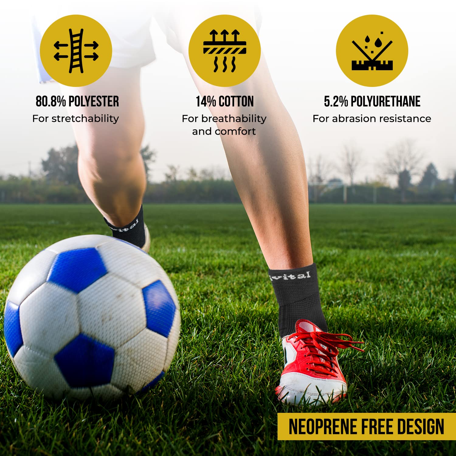 Activital Foot Supporter Japan- Athletic Compression Premium Socks Black S-M(22.5-25.5cm/8.8-10inch)