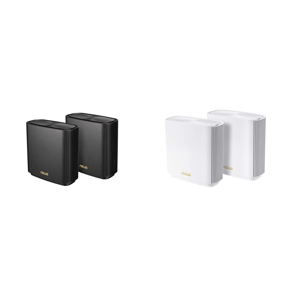 ASUS ZenWiFi AX6600 Tri-Band Mesh WiFi 6 System (XT8 2PK) - Whole Home Coverage up to 5500 sq.ft & 6+ Rooms, Black & ZenWiFi AX6600 Tri-Band Mesh WiFi 6 System (XT8 2PK), White