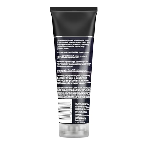 John Frieda Midnight Brunette Shampoo, Color Deepening Shampoo to Enhance and Refresh Brunette Tones, Cocoa and Primrose Oil-Infused Shampoo to Revive Brunette Color, 8.3 Oz