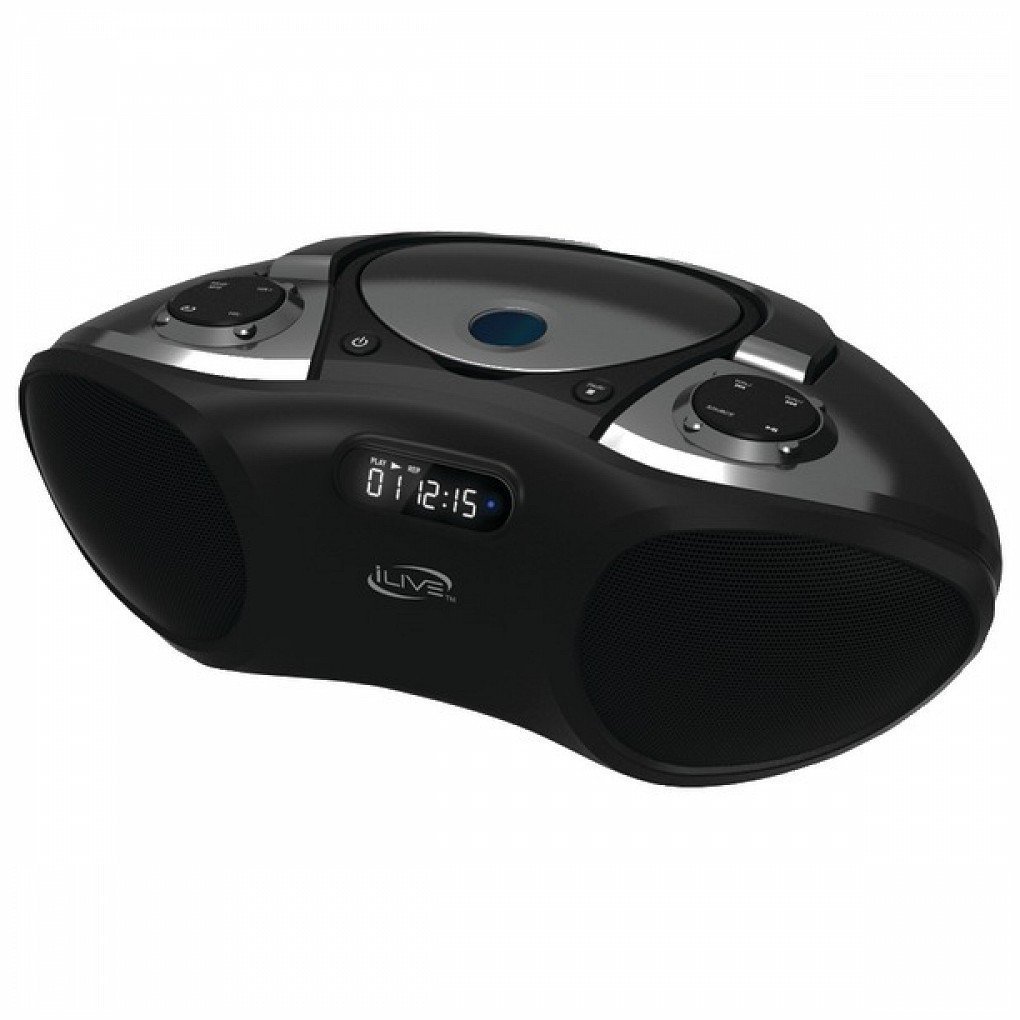 iLive Wireless Bluetooth Boombox with CD Player & FM Radio, Features Built-in Bluetooth Stereo Speakers, Digital Controls and 3.5mm Audio Input, LCD Display and AC Power