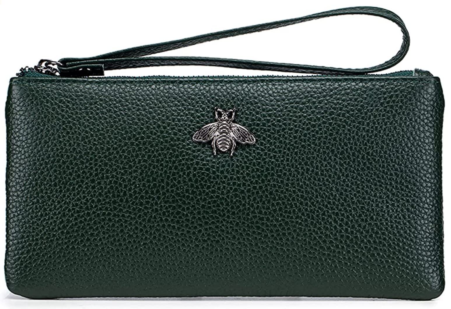 Genuine Leather Touch Screen Phone Clutch Bag Wristlet Handbag Wallet for Women Girls (Green)