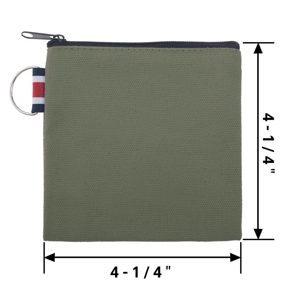 Muka 12 Pack Coin Pouch 4-1/4 x 4-1/4 Inches Cotton Canvas Bags with Metal Ring Mixed Colors, Jewelry Case