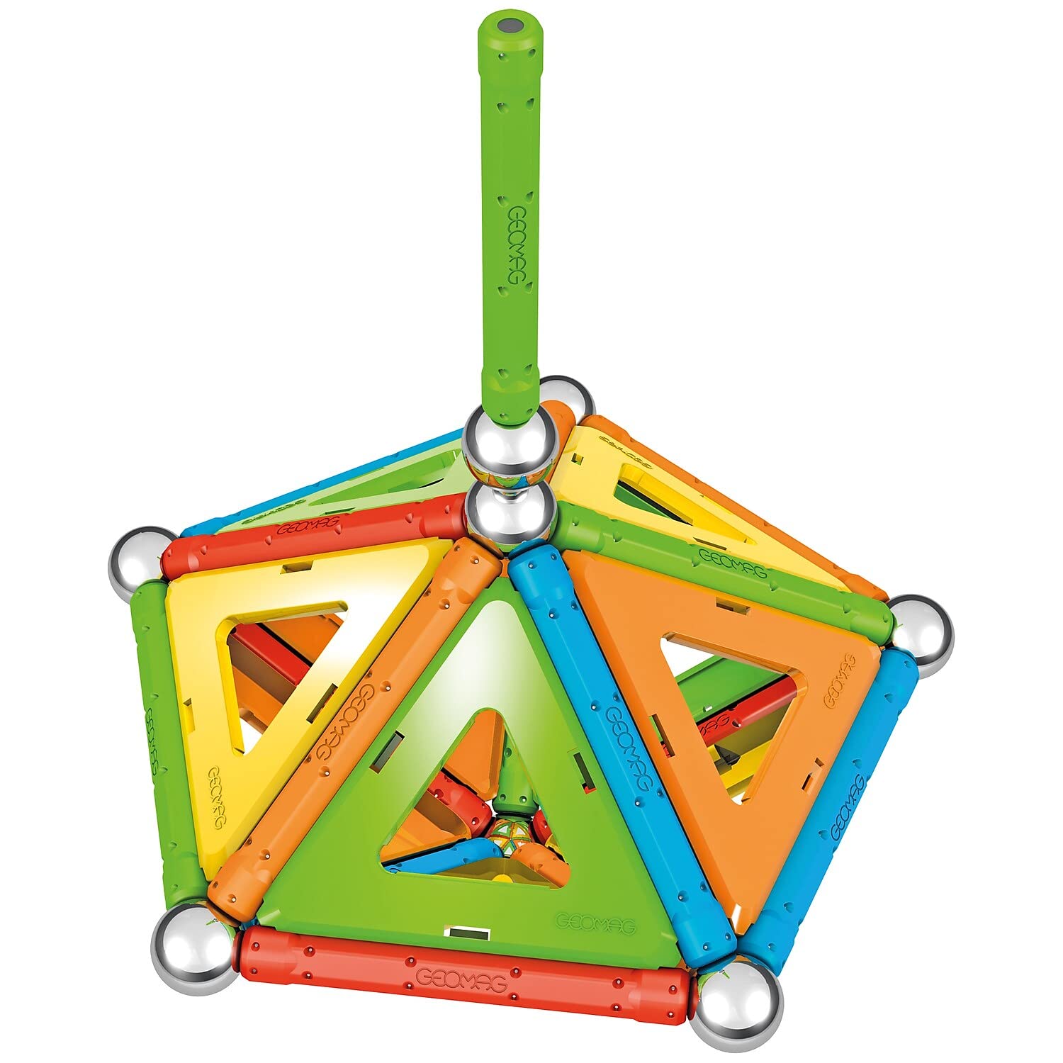 Geomag Magnetic Sticks and Balls Building Set, Magnet Toys for STEM, Creative, Educational Construction Play, Swiss-Made Innovation, Confetti 50 Piece Age 3+, Light Blue, Orange, Green, Red, Yellow