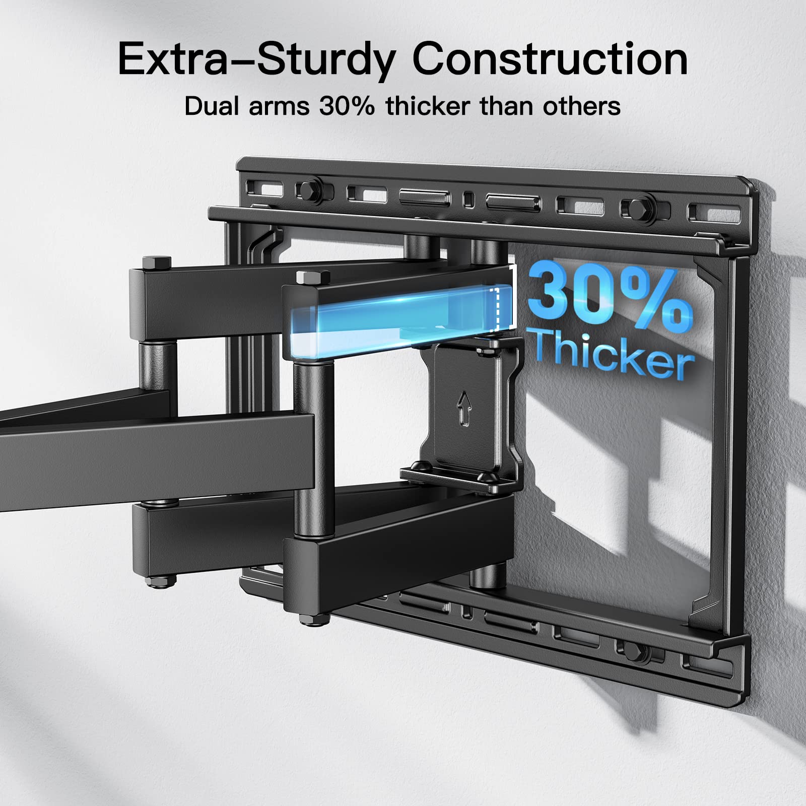 Pipishell Full Motion TV Wall Mount for 37-75 inch Flat/Curved TVs up to 100lbs, Wall Mount TV Bracket Swivel and Tilt, TV Mount Fits 8/12/16" Wood Studs, Max VESA 600x400mm, PILF3